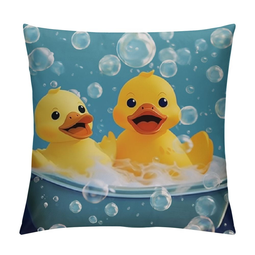 HOMICOZI Funny Duck Throw Pillow Covers Cute Animal in Bathtub Bubble ...