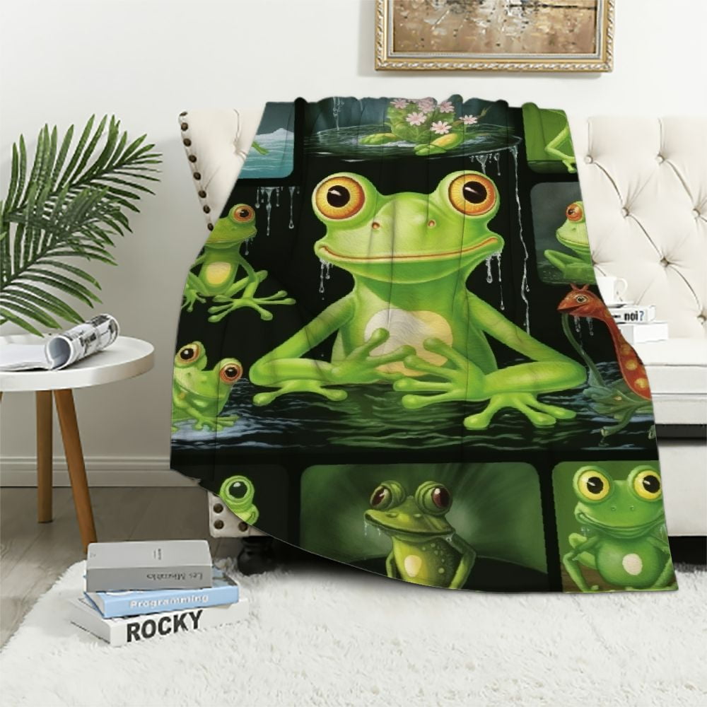 HOMICOZI Funny Frog Blanket Gifts for Kids Teens Adults Cute Cartoon ...