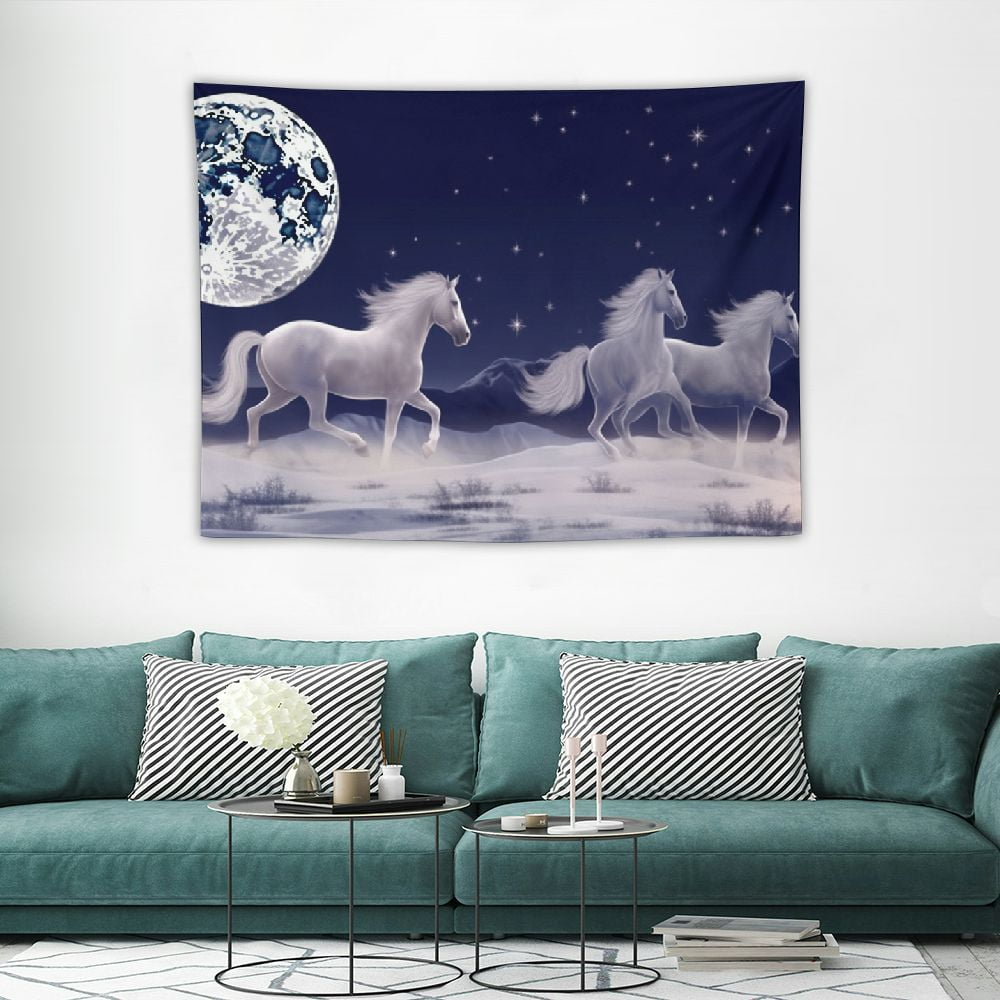 HOMICOZI Galloping Horse Tapestry Animals Tapestry Wall Hanging Moon ...