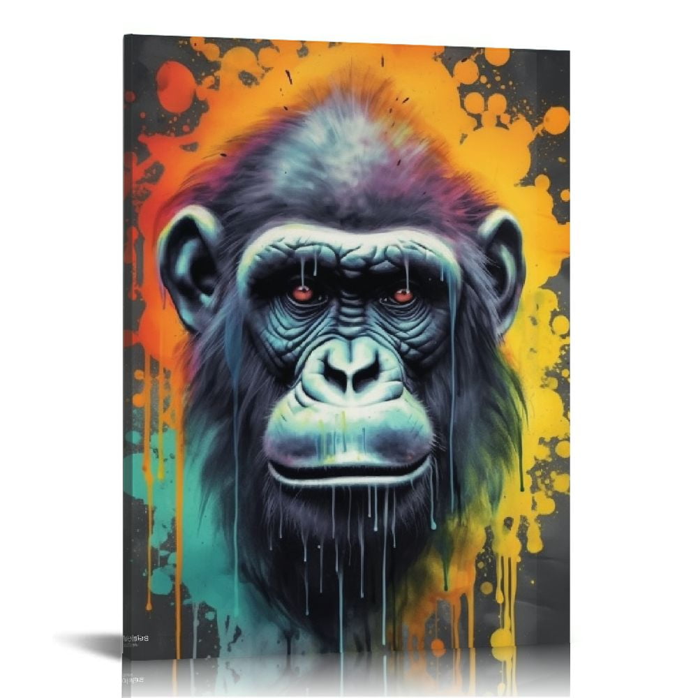 HOMICOZI Gorilla Watercolor Art Print Gorilla And Nature Painting Wall ...