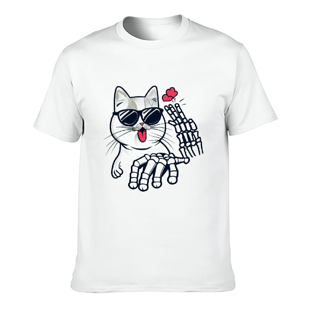 HOMICOZI Graphic Tees Funny Halloween Cat Black Lover Skeleton Hand ...