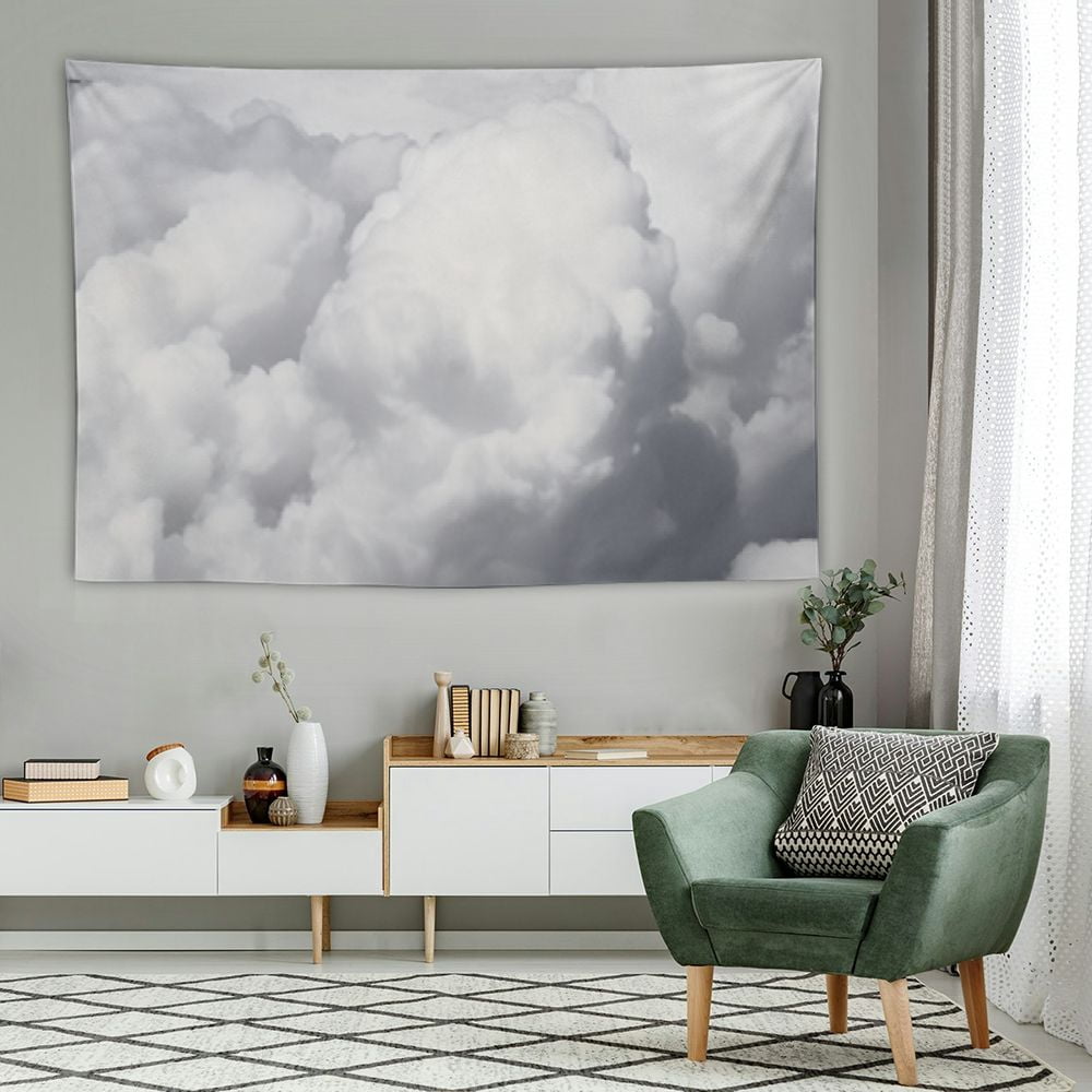 HOMICOZI Grey Tapestry, Dark Ominous Clouds in Gothic Style Digital Art ...