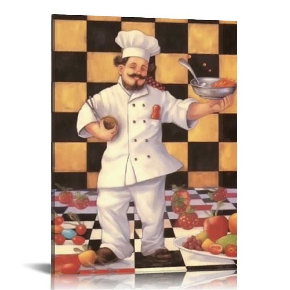 HOMICOZI Happy French Chef Kitchen Prints Le Chef Cook - Walmart.com