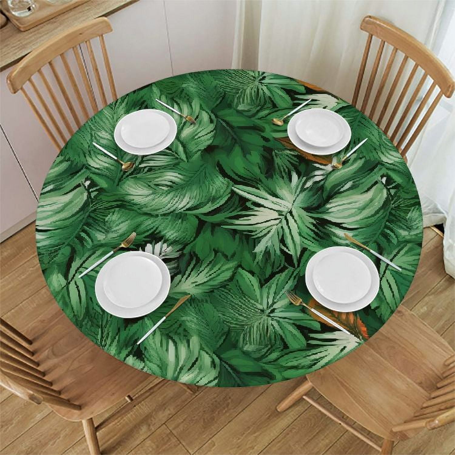 HOMICOZI Hawaiian Tablecloth Tropical Flower Round Table cover Palm ...