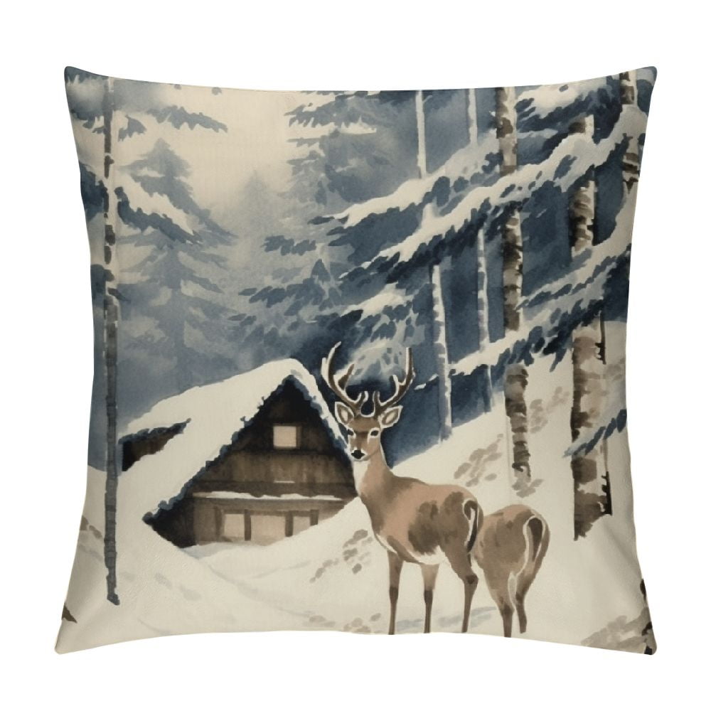 HOMICOZI Hello Winter Wonderland Reindeer Fox Decorative Throw Pillow ...