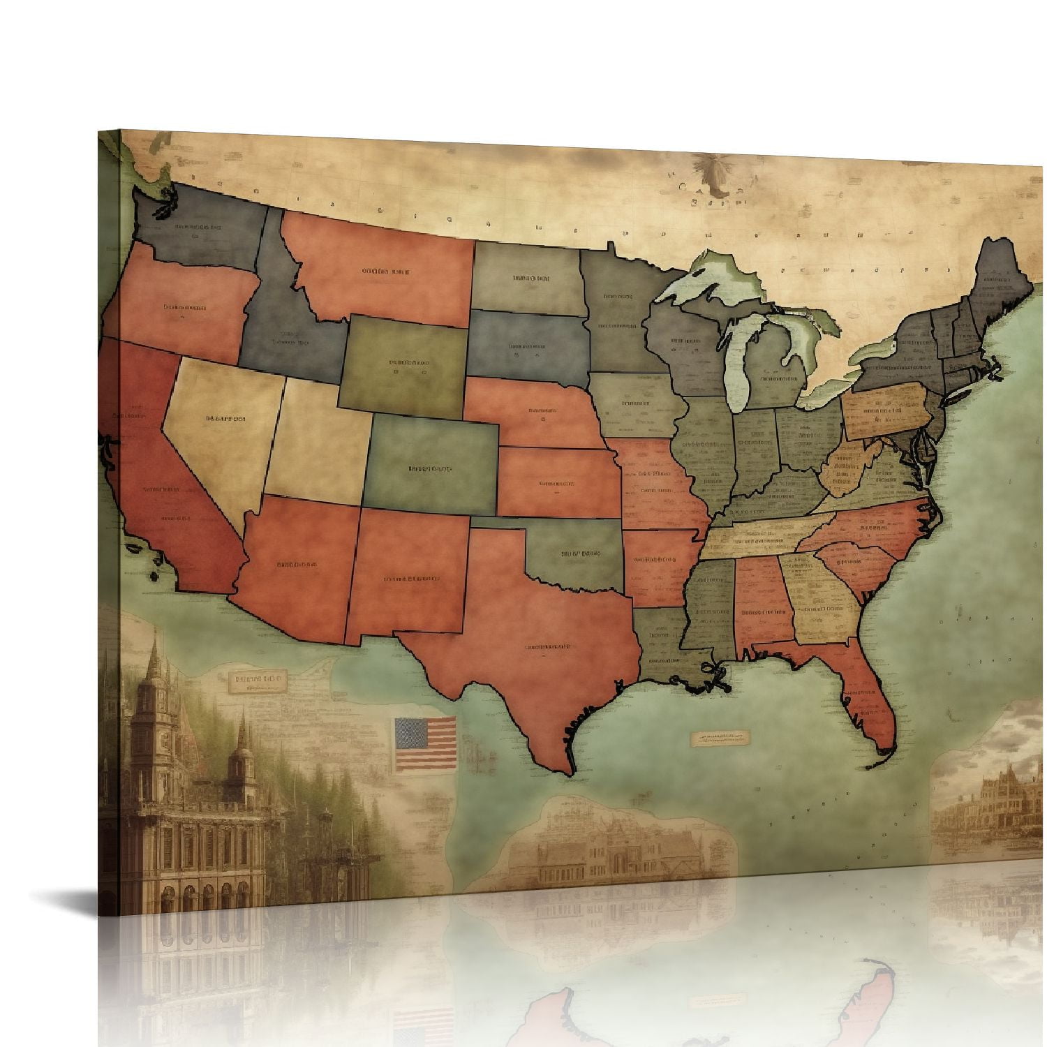 HOMICOZI Holy Cow Canvas United States Push Pin Travel Map on Canvas ...