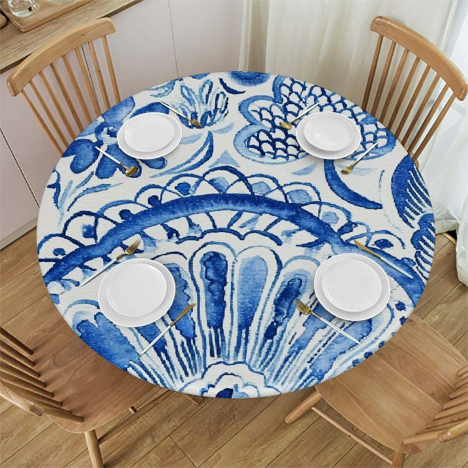 HOMICOZI Ink Tropical Flora Round Tablecloth Circle Table Cloth ...