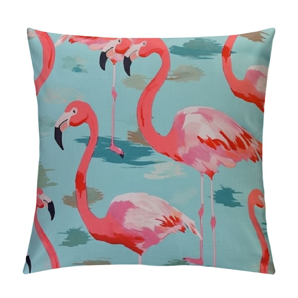 HOMICOZI JES&MEDIS Flamingo Pattern Throw Pillow Covers Cases Square ...