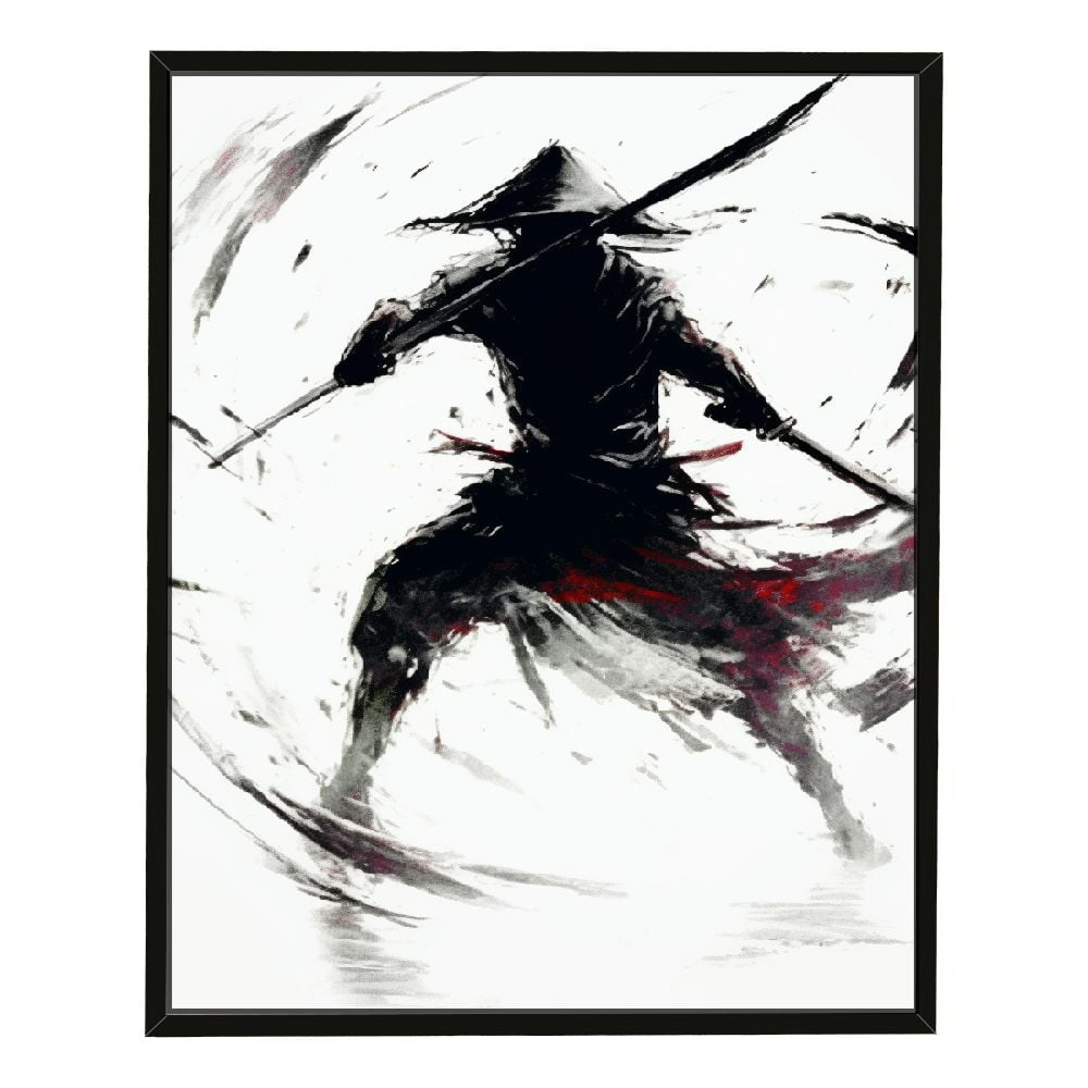 HOMICOZI Japanese Samurai Canvas Wall Art Black and White Warrior ...