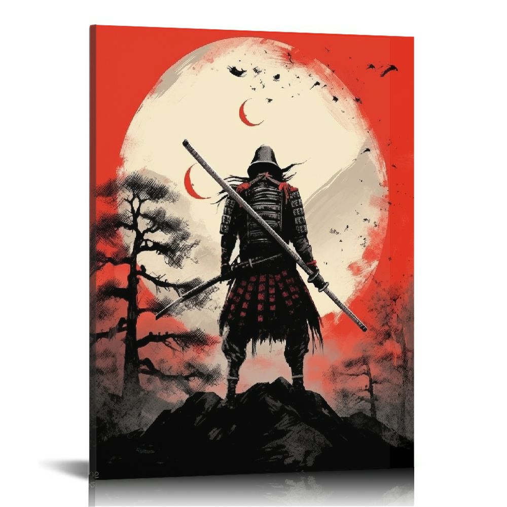 HOMICOZI Japanese Samurai Wall Art Samurai Pictures Wall Decor Armored ...