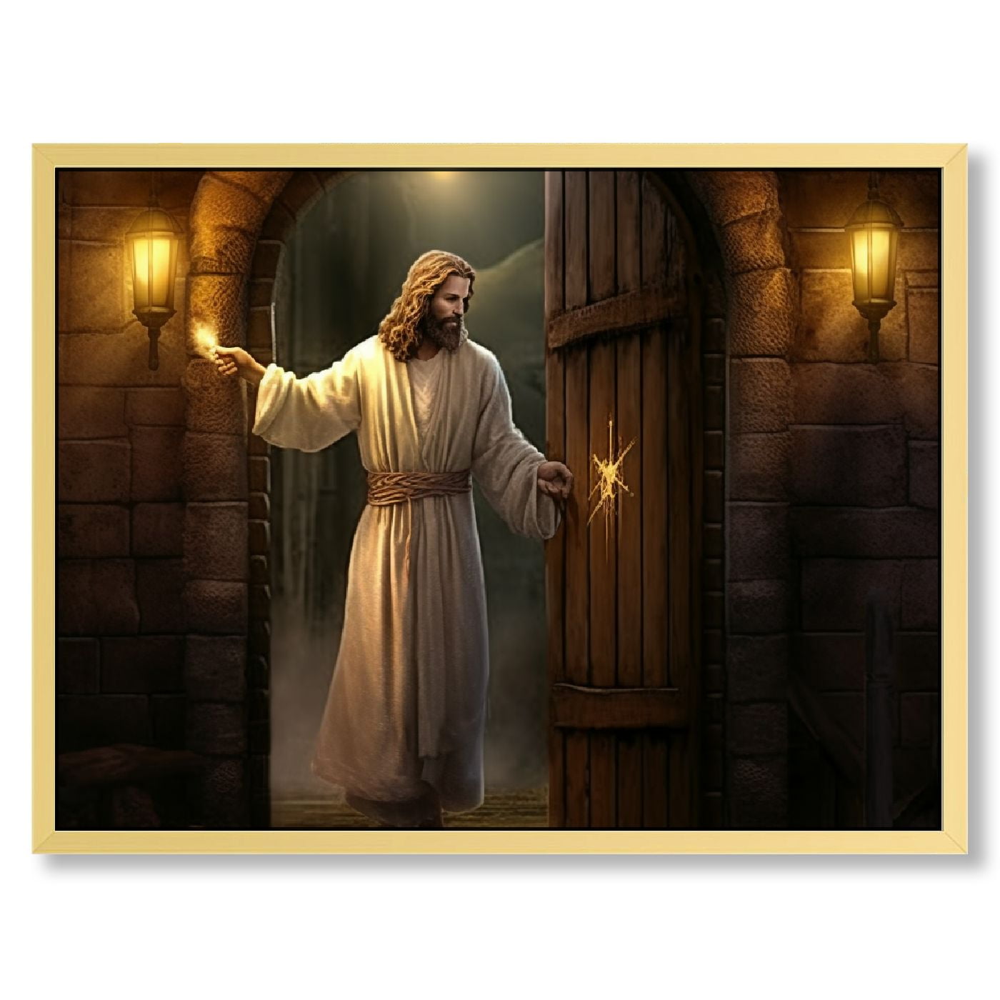 JEUXUS Jesus Wall Art Jesus Christ Knock Door Pictures Wall Decor Christian Religious Canvas ...