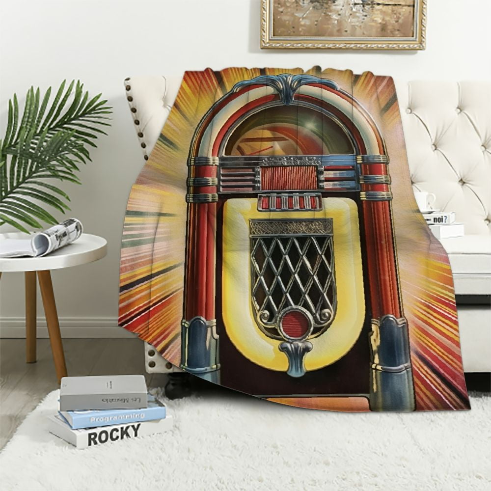 HOMICOZI Jukebox Throw Blanket, Retro Vintage 50s Pin up Inspired ...