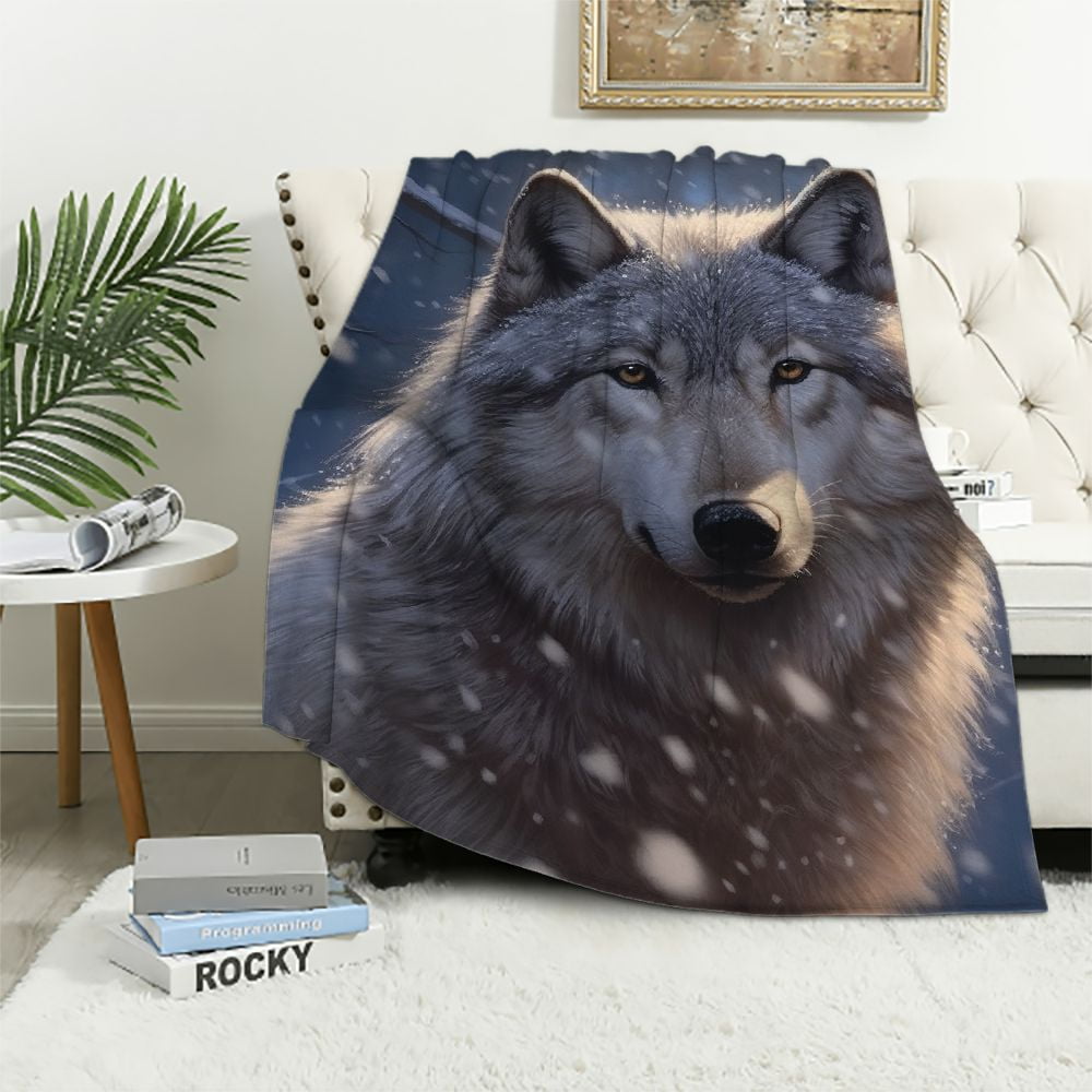 HOMICOZI Lone Wolf Blanket for Bed Wolf Throw Blanket for Women, Men ...