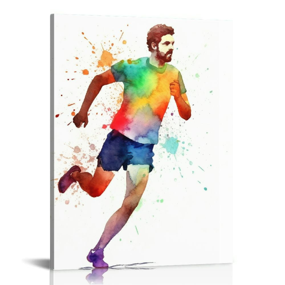 HOMICOZI Male Runner Sport Abstract Wall Art, Ideal for Boy Athletes ...