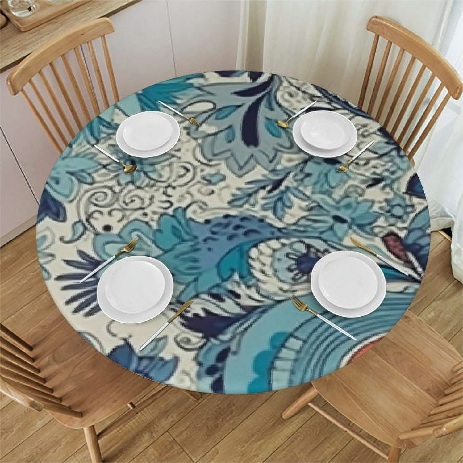 HOMICOZI Mehndi Flora Round Tableclot Zipper Patio Table Cloths Outdoor ...