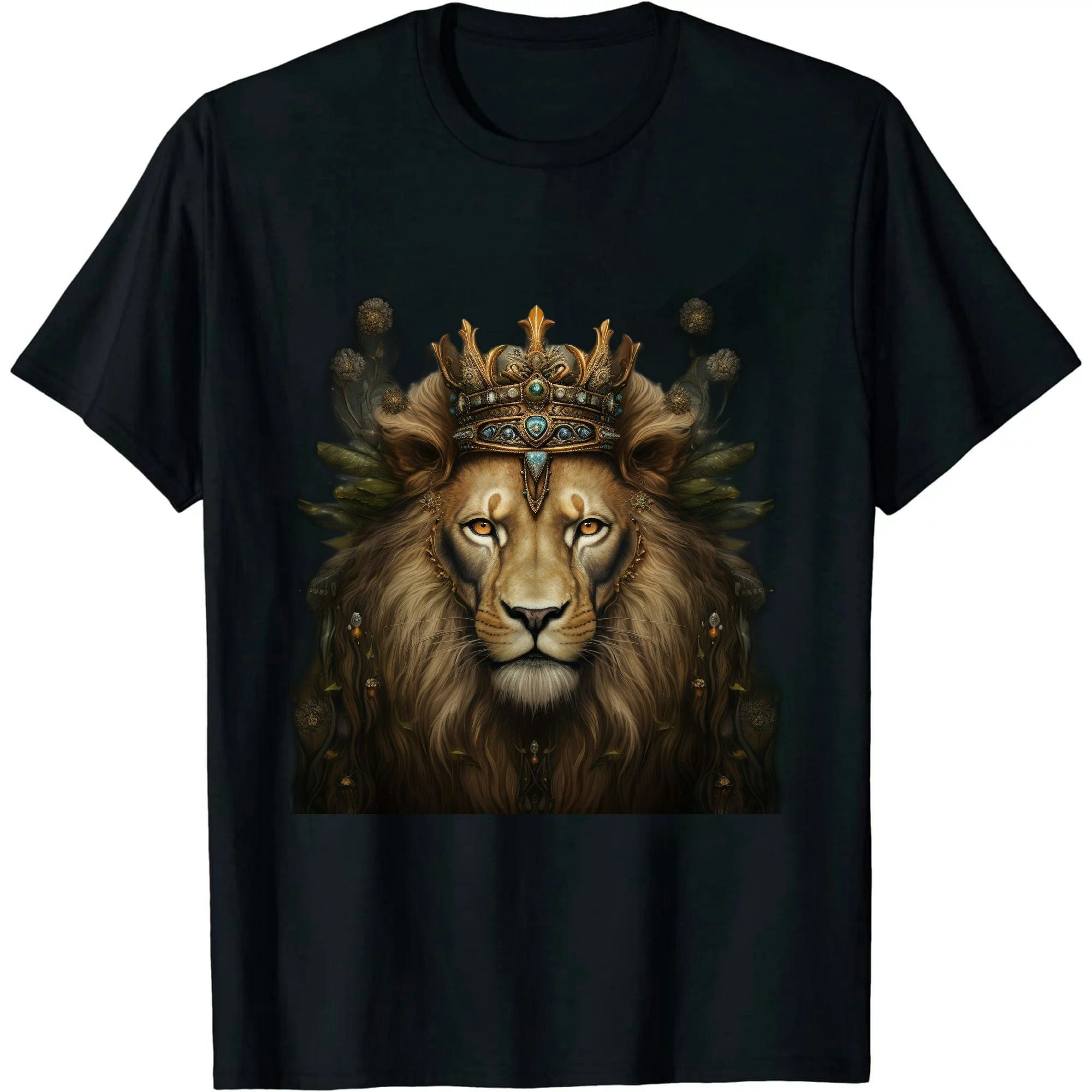 HOMICOZI Men's Lion with Crown T-Shirt Casual Graphic Short Sleeve ...