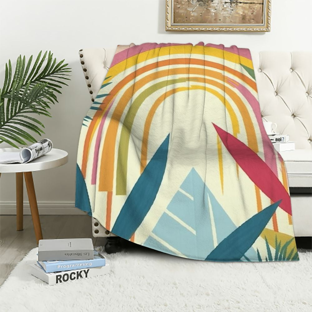HOMICOZI Mid Century Abstract Boho Blanket Lightweight FlannelRustic ...