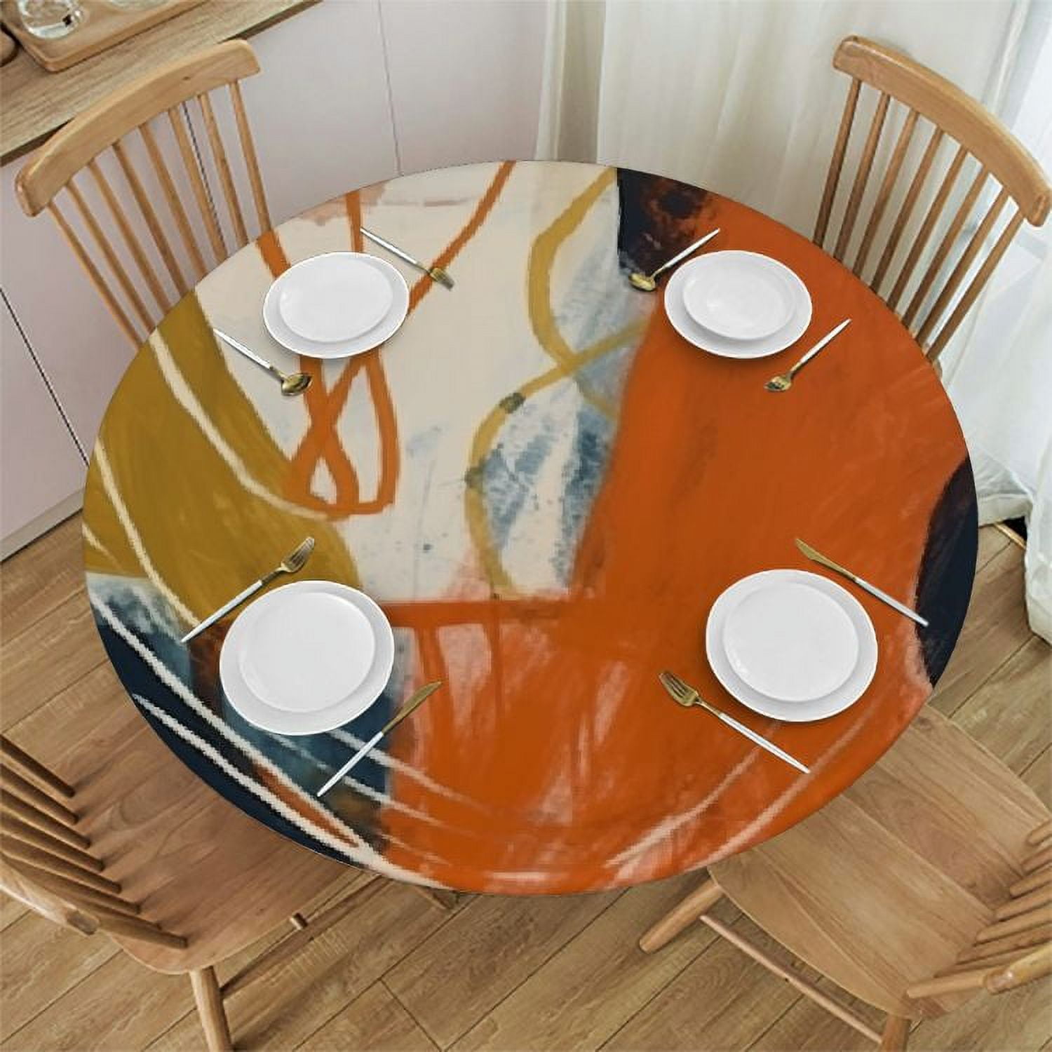 HOMICOZI Mid Century Fitted Table Round Cover Elastic Edged Table cover ...