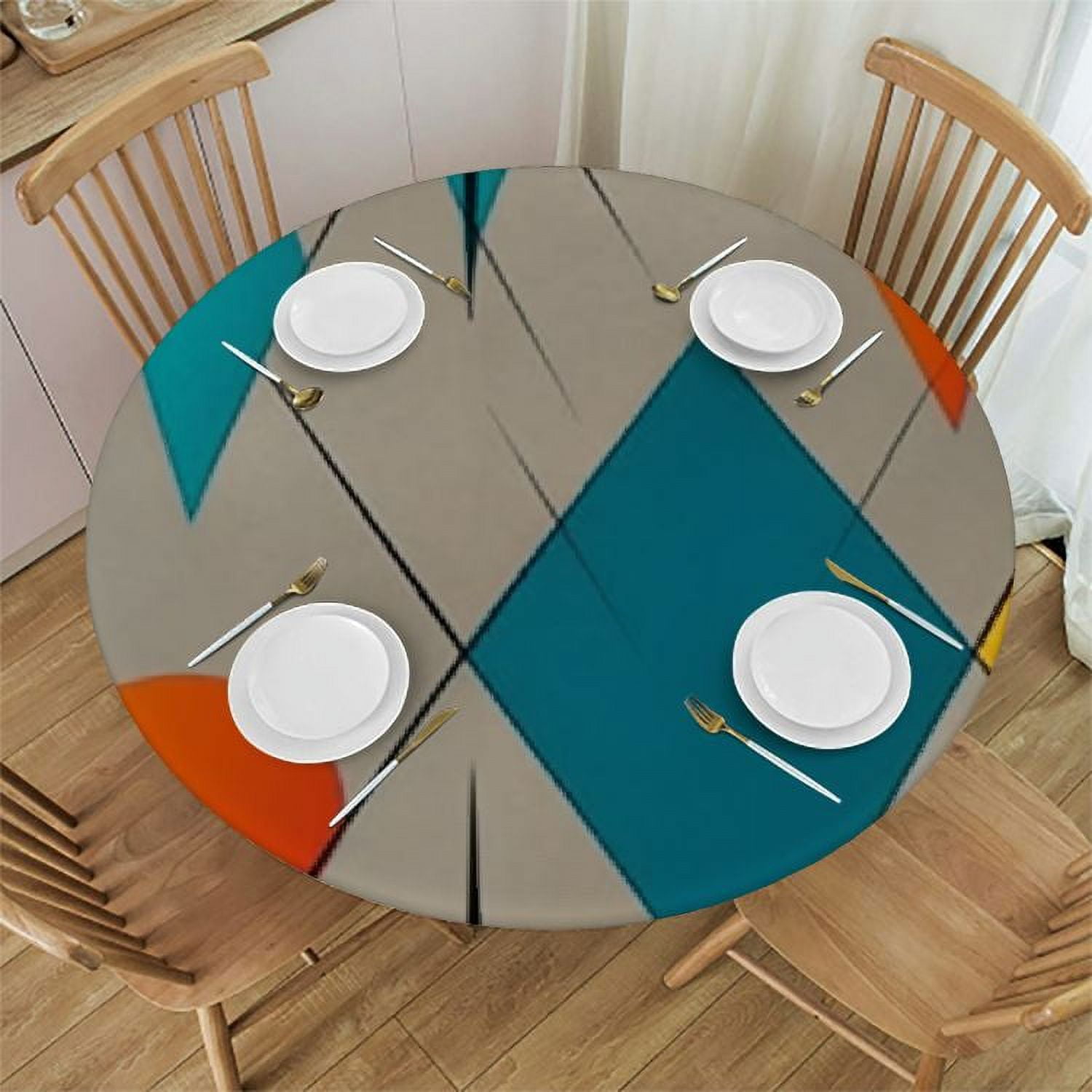 HOMICOZI Mid Century Modern Elastic Round Table cover, Geometric ...