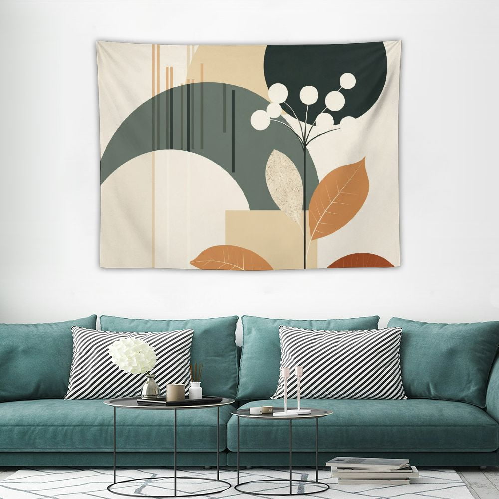 HOMICOZI Mid Century Modern Wall Hanging Tapestry Abstract Sun Leaves ...