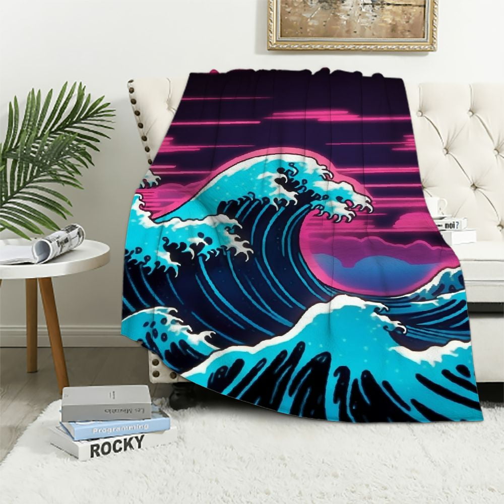 HOMICOZI Neon Vaporwave Art Surfing Blanket Lightweight Plush and Warm ...