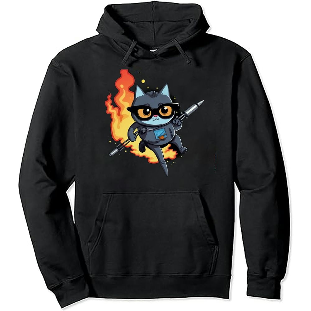 HOMICOZI Nerd Cat, Nerdy Cat with Glasses & Funny Jetpack Pullover ...