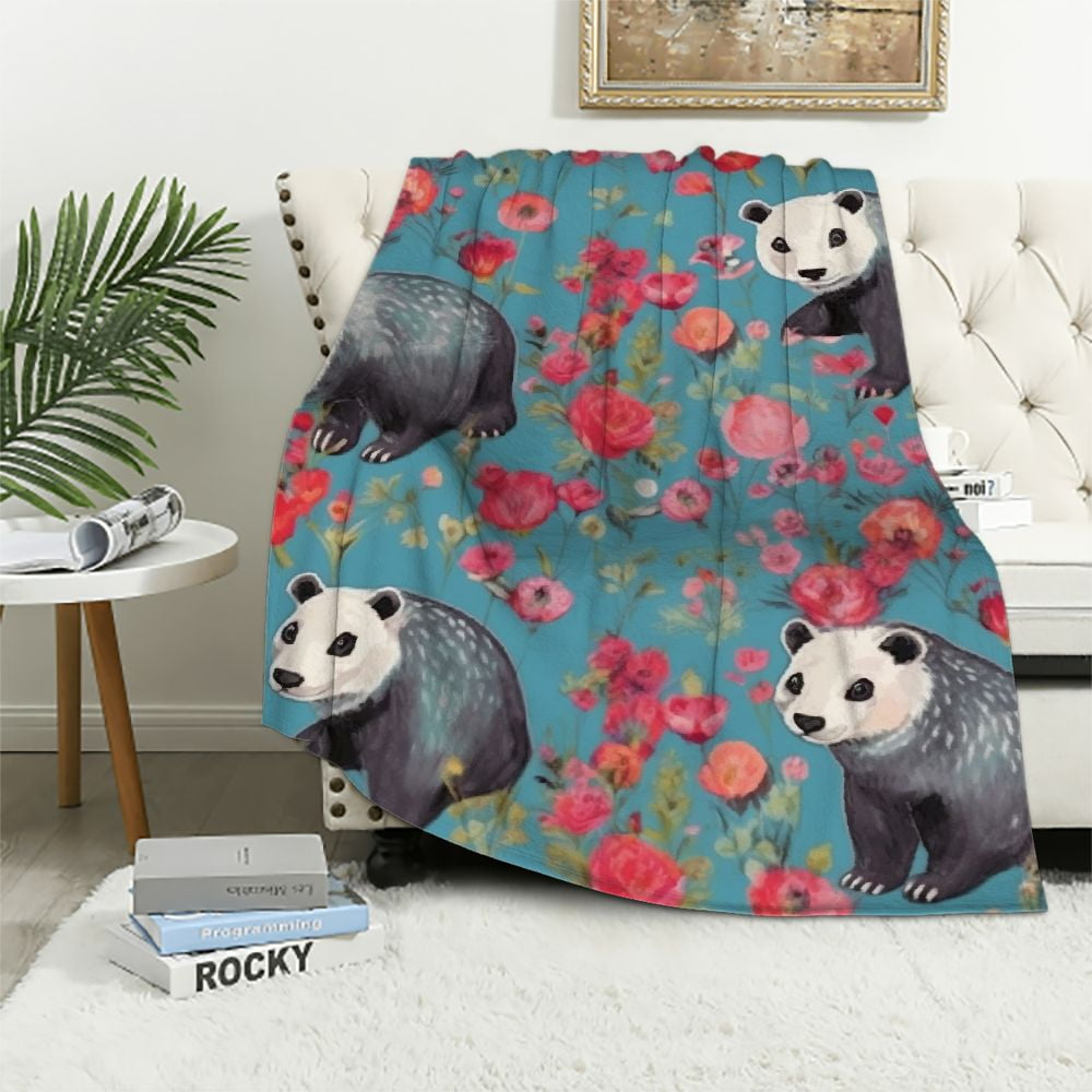 HOMICOZI Opossum Flannel Blankets, Cute Opossum Flowers Gifts Throw ...