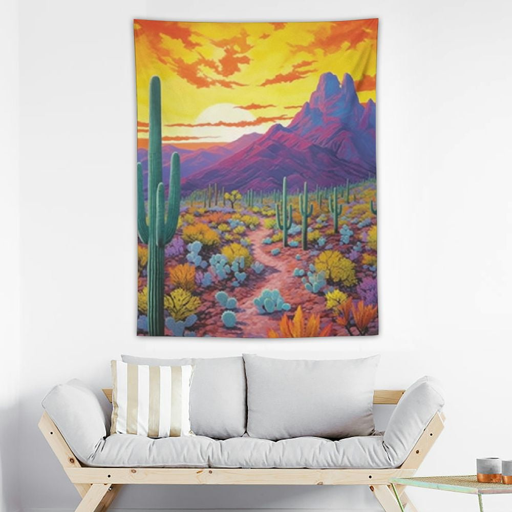 HOMICOZI Pack of 2 Tapestries Desert Cactus Tapestry Mountain Sunset ...