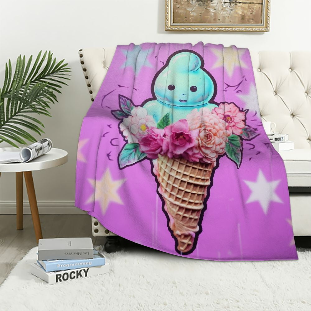 HOMICOZI Pastel Blue 90's Vaporwave Japanese Kawaii Ice Cream Throw ...