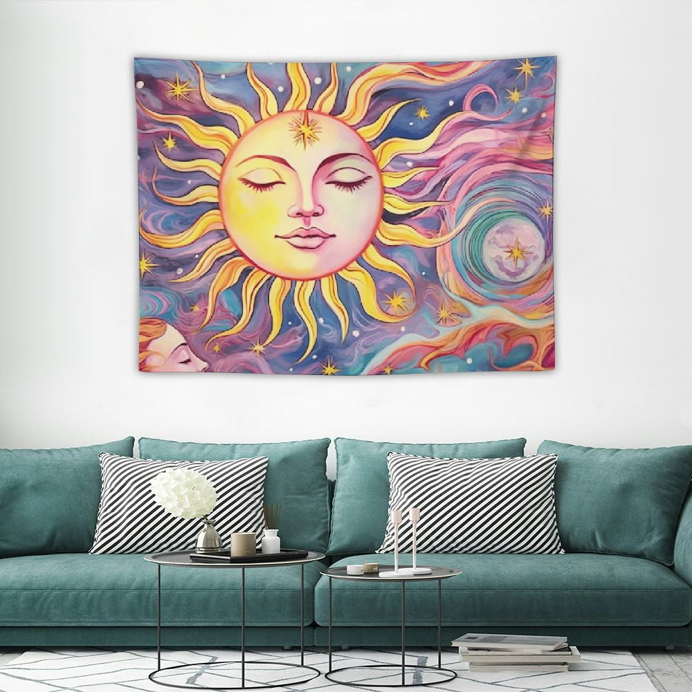 HOMICOZI Pastel Pink Tapestry Burning Sun Tapestry Mystic Tapestry ...