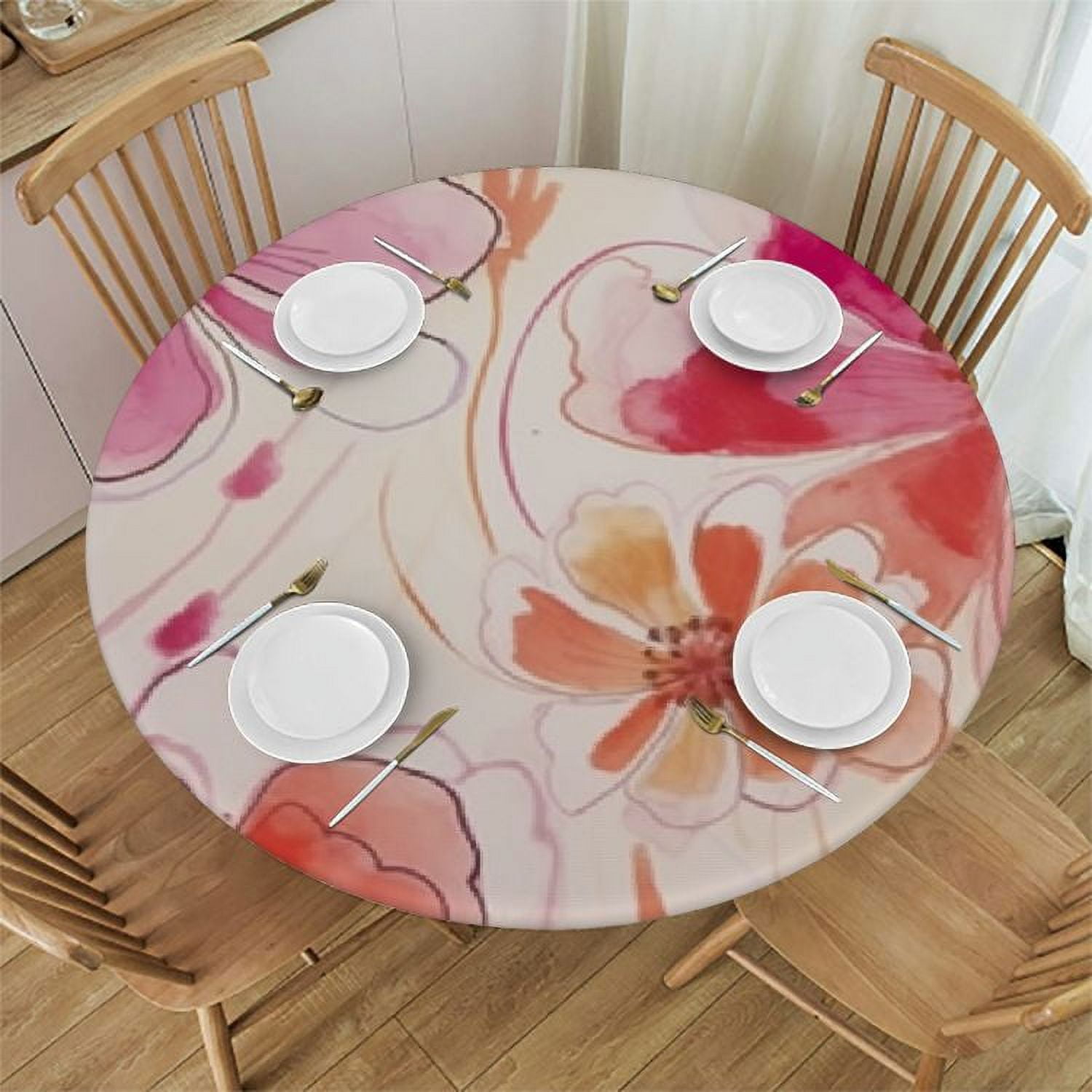 HOMICOZI Pink Watercolor Flower Tablecloth Round Abstract Modern ...