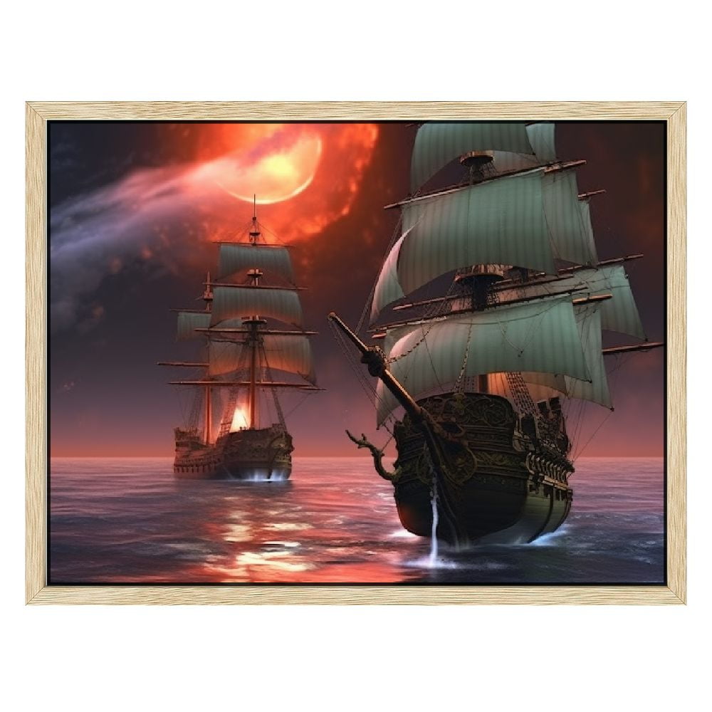 HOMICOZI Pirate Ship Decor Ghost Sailboat Picture Wall Art Gothic Style ...