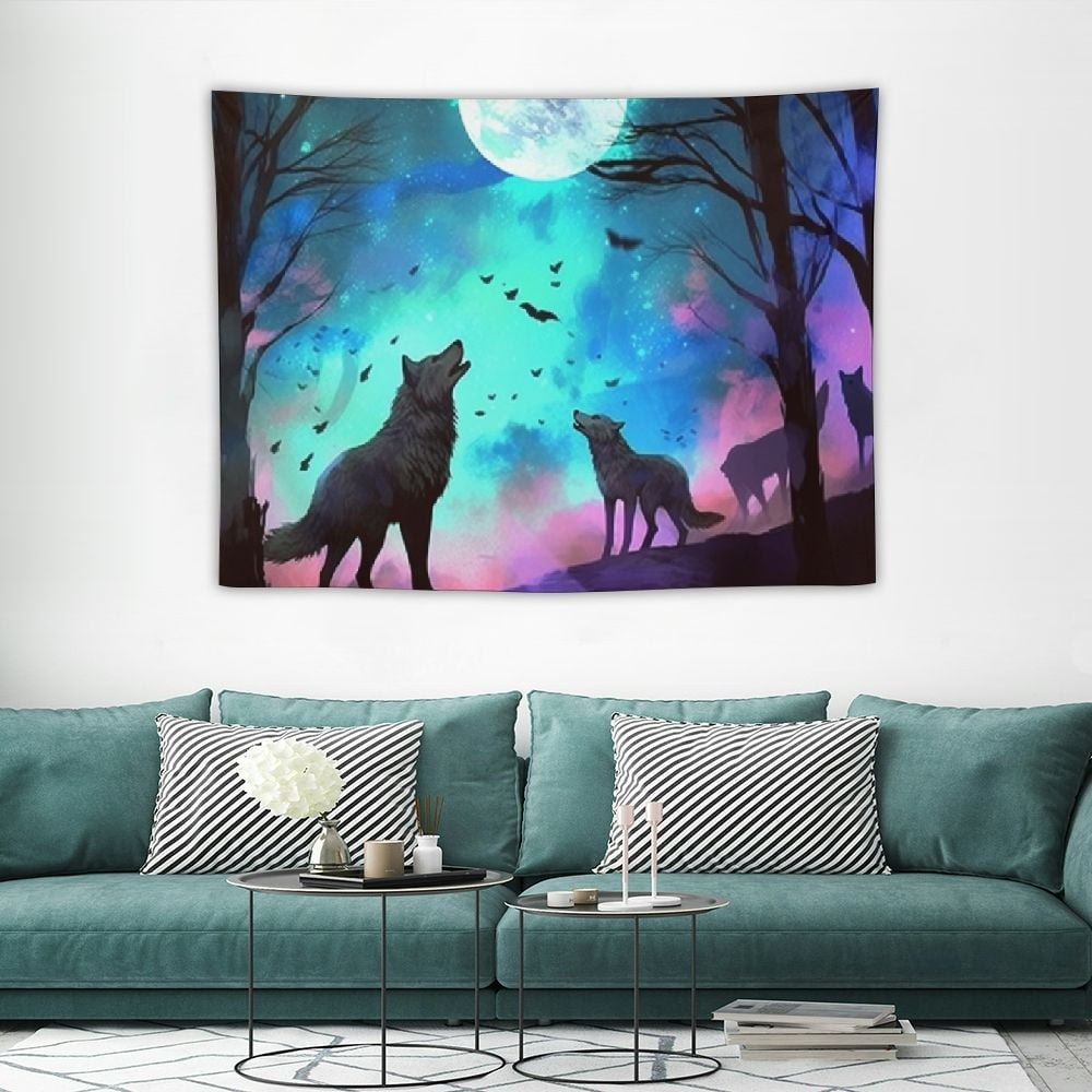 HOMICOZI Psychedelic Wolf Tapestry Predator Wolves Howling on Mountain ...