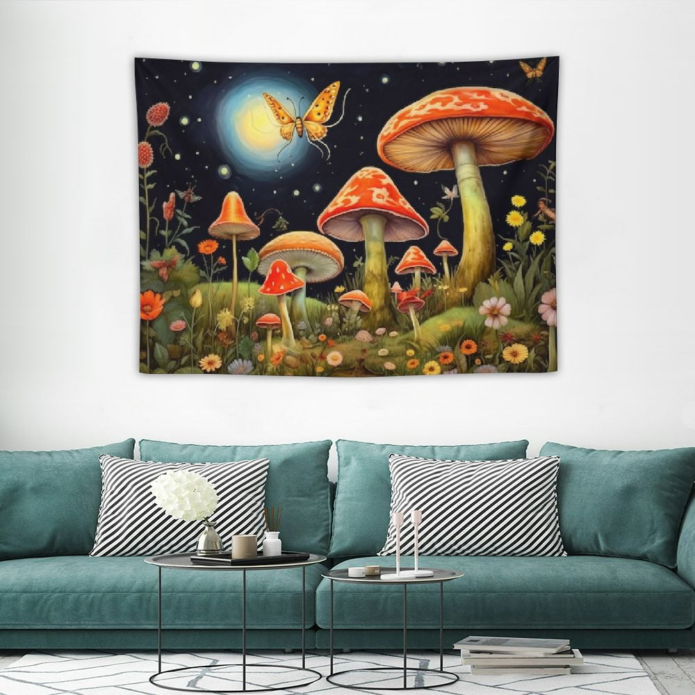 HOMICOZI Red Mushroom Tapestry Moon Star Tapestries for Bedroom ...