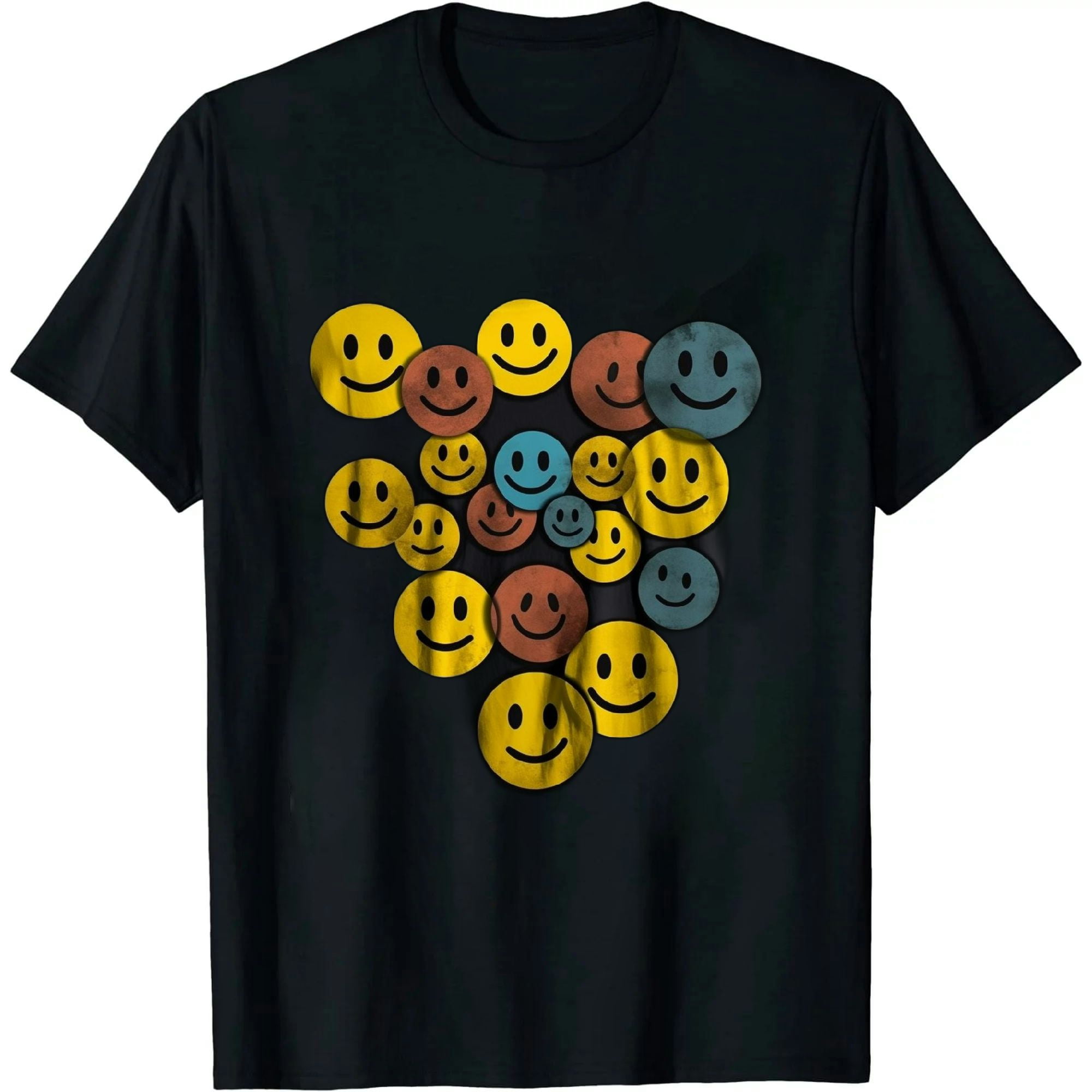HOMICOZI Retro Happy Face Distressed Vintage Smile Face Meme Trendy T ...