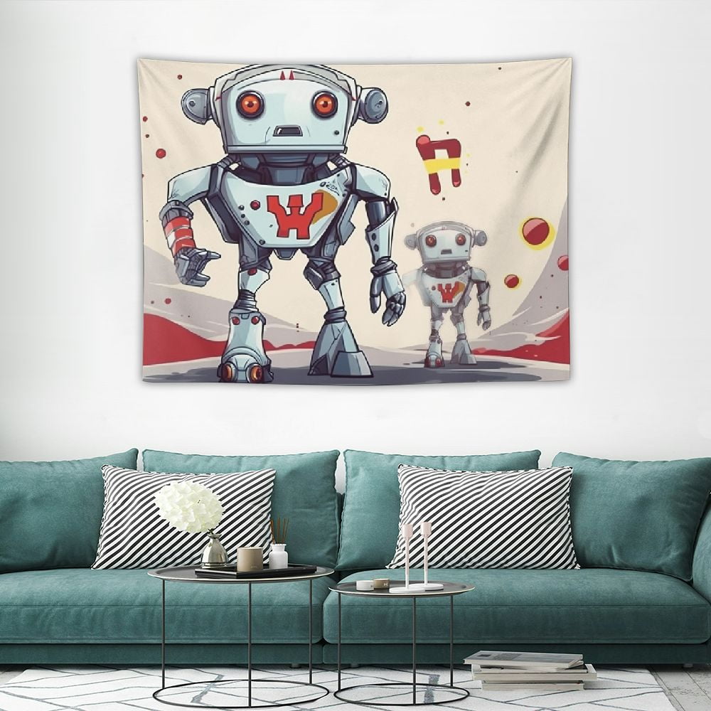 HOMICOZI Robot Tapestries Wall Hanging Cute Cartoon Robot Father and ...