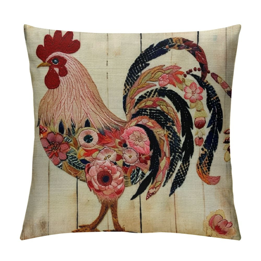 HOMICOZI Rooster Farm Decorative Pillow Covers Vintage Wood Background ...