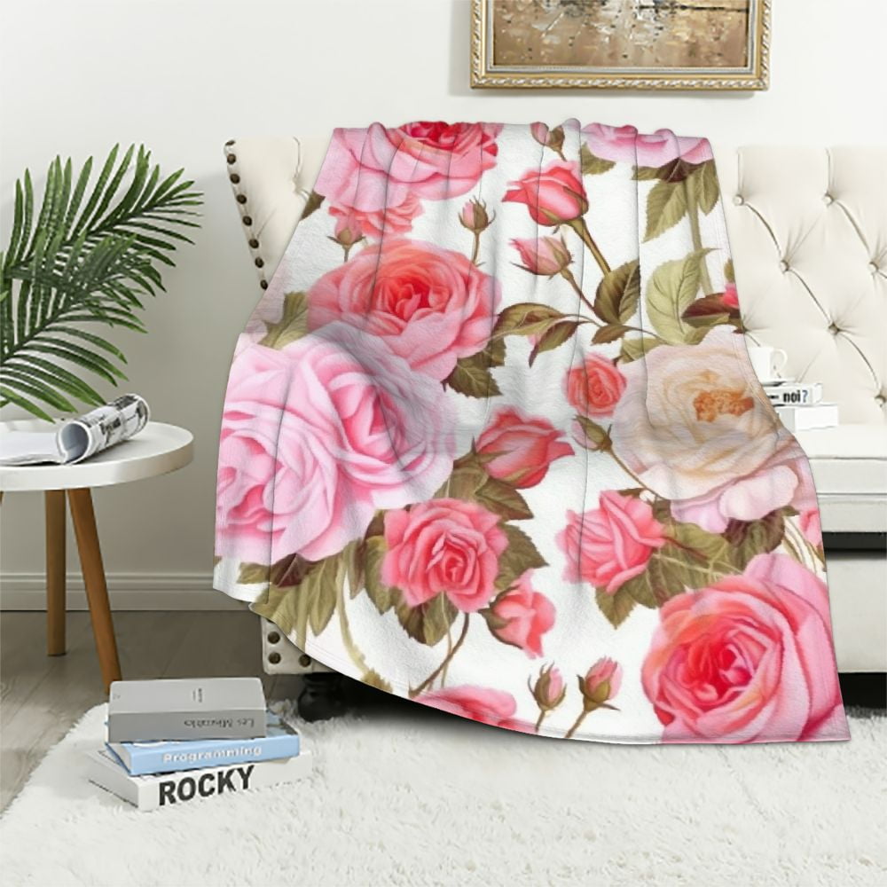 HOMICOZI Rose Flower Blanket Throw Soft Ultra Warm Plush Micro Flannel ...