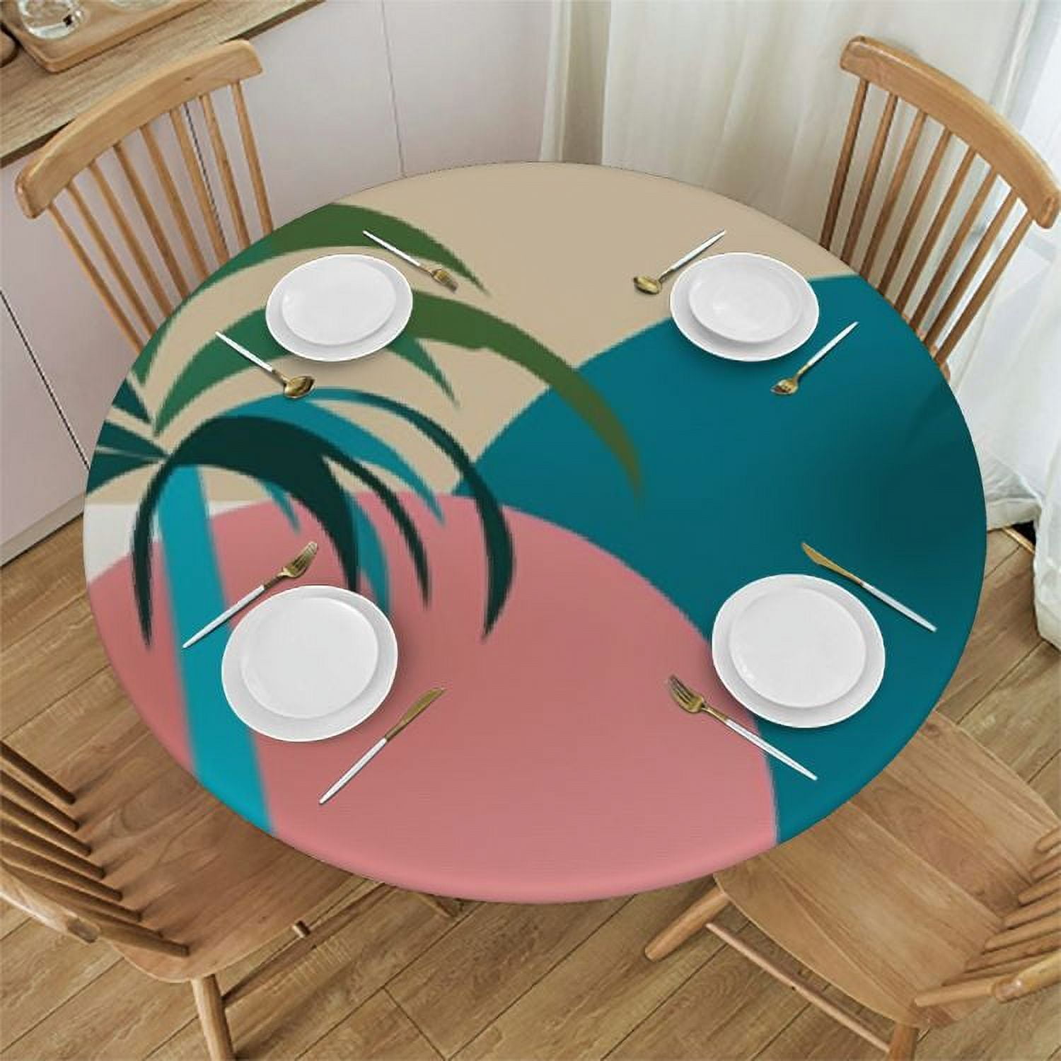 HOMICOZI Round Fitted Table Cover for Dining Tables,Elastic Edged Table ...