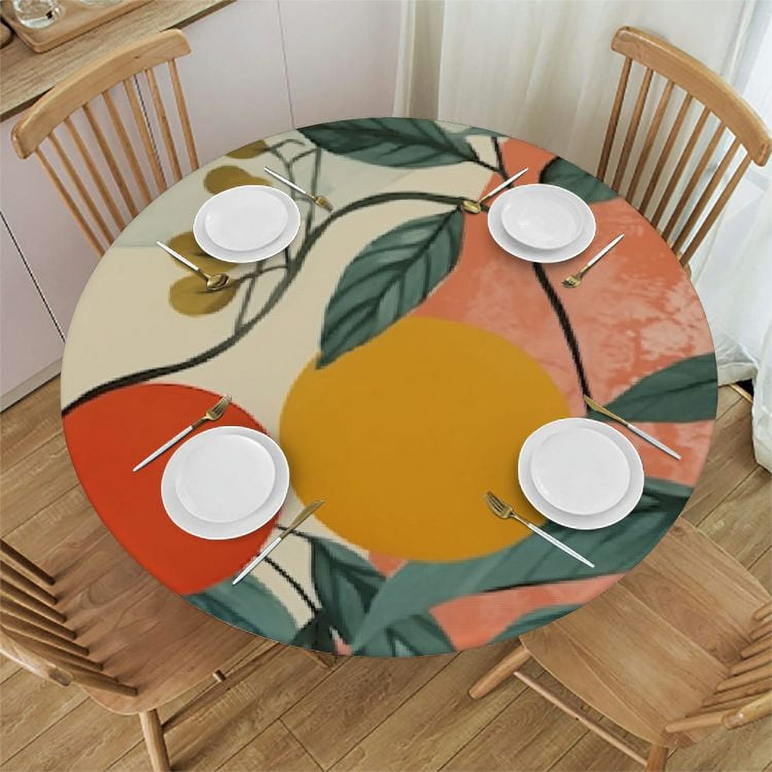 HOMICOZI Round Fitted Table Cover for Dining Tables,Elastic Edged Table ...