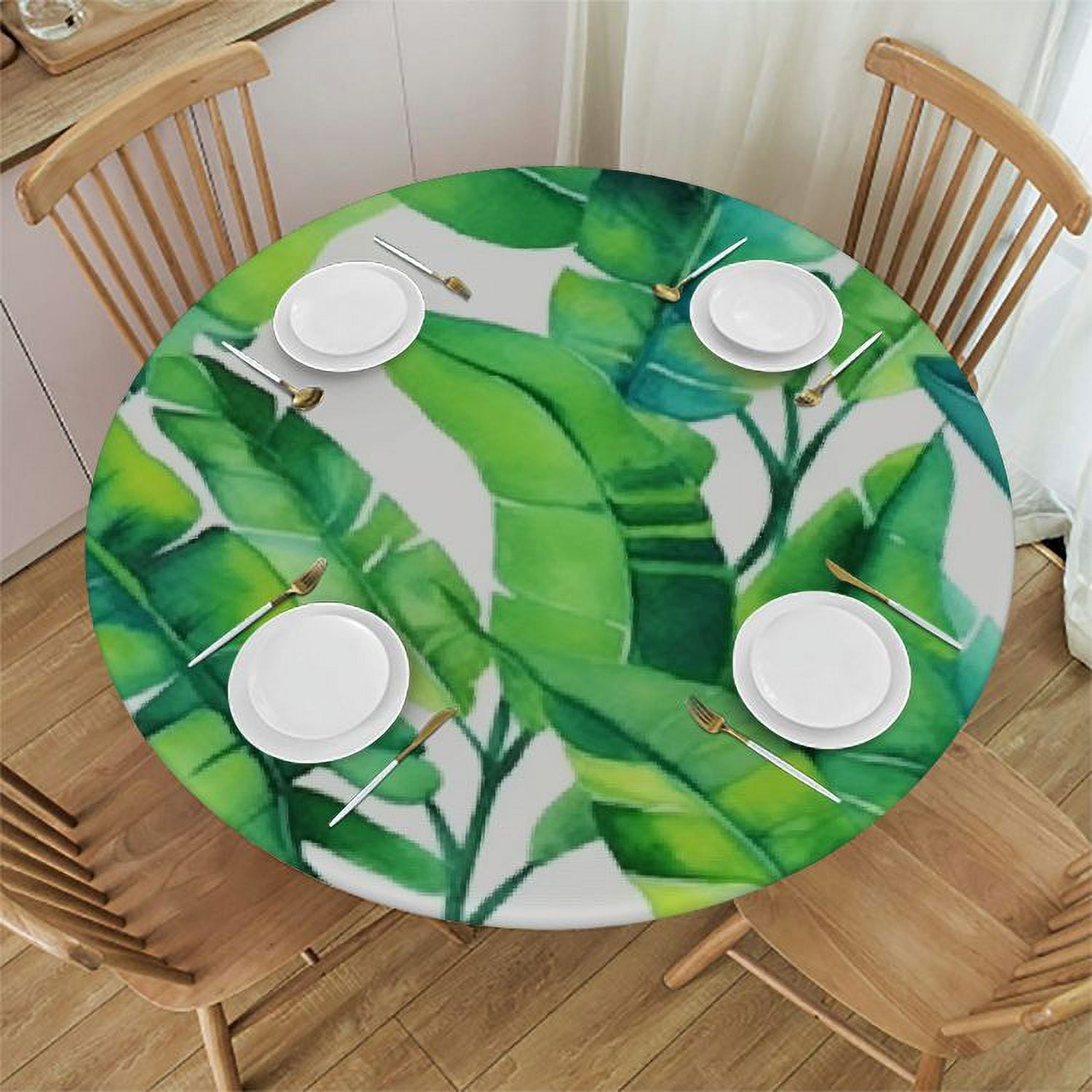 HOMICOZI Round Fitted Table Cover for Dining Tables,Elastic Edged Table ...