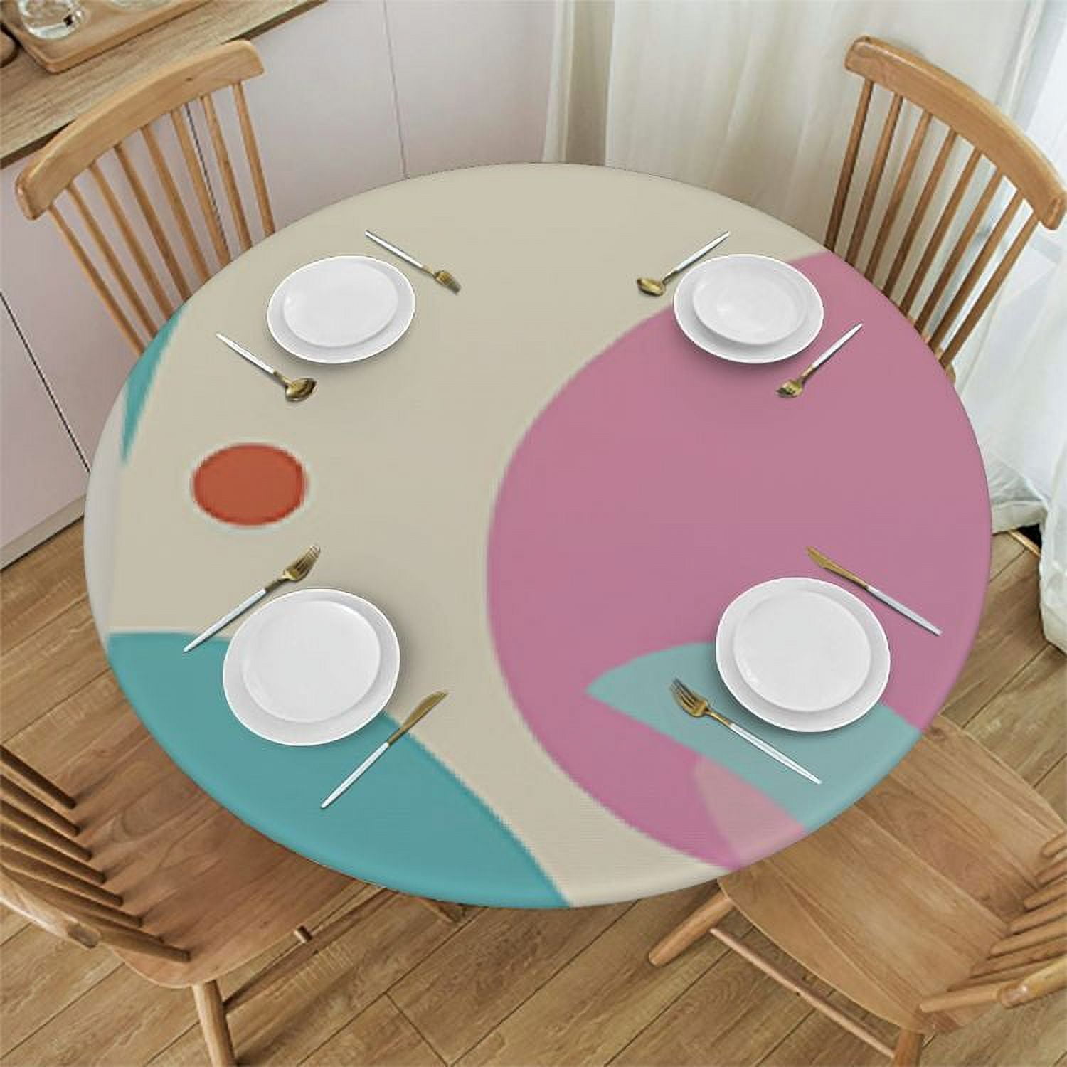 HOMICOZI Round Fitted Table Cover,Elastic Edged Table cover Abstract ...
