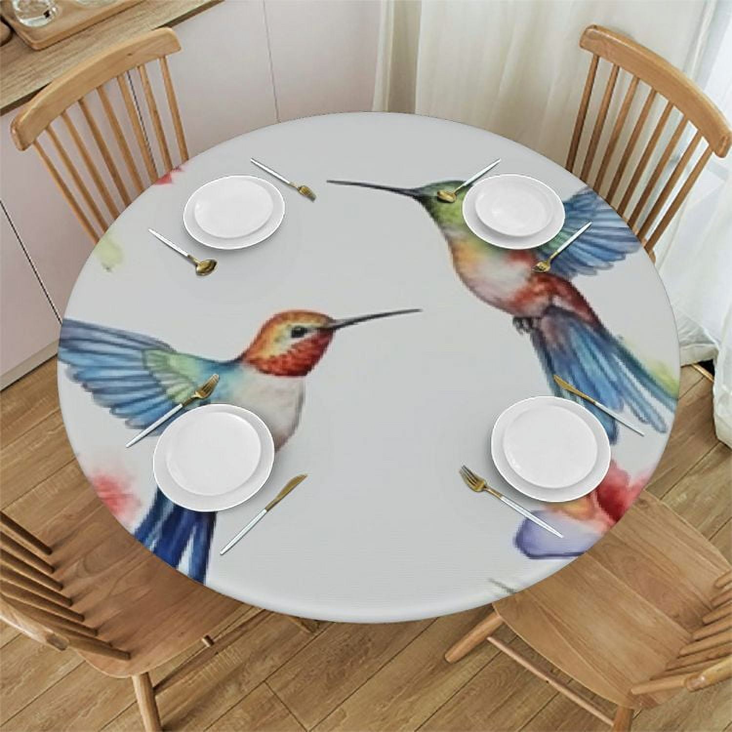 HOMICOZI Rustic Farmhouse Hummingbird Round Tablecloths Watercolor ...