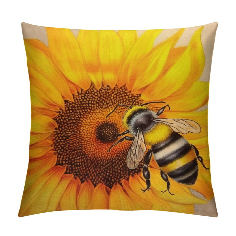 HOMICOZI Rustic Watercolor Honey Bee Bumblebee Cottagecore Throw Pillow ...