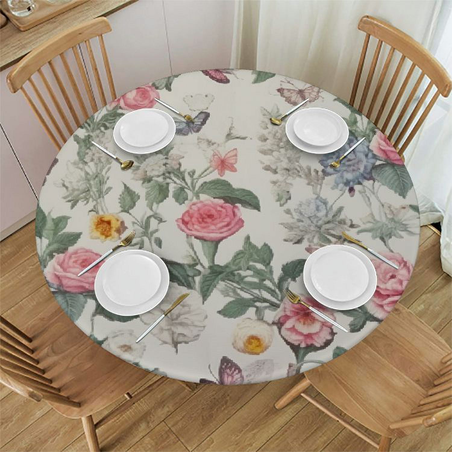 HOMICOZI Shabby Flora Tablecloth, Peonies Peas Roses Bouquet ...