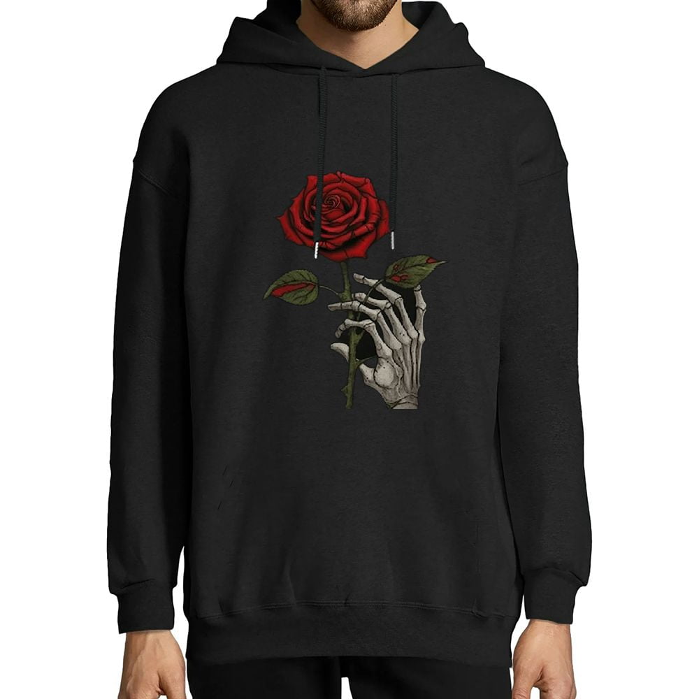 HOMICOZI Skeleton Hand Holding Rose Hoodie, Traditional Tattoos ...