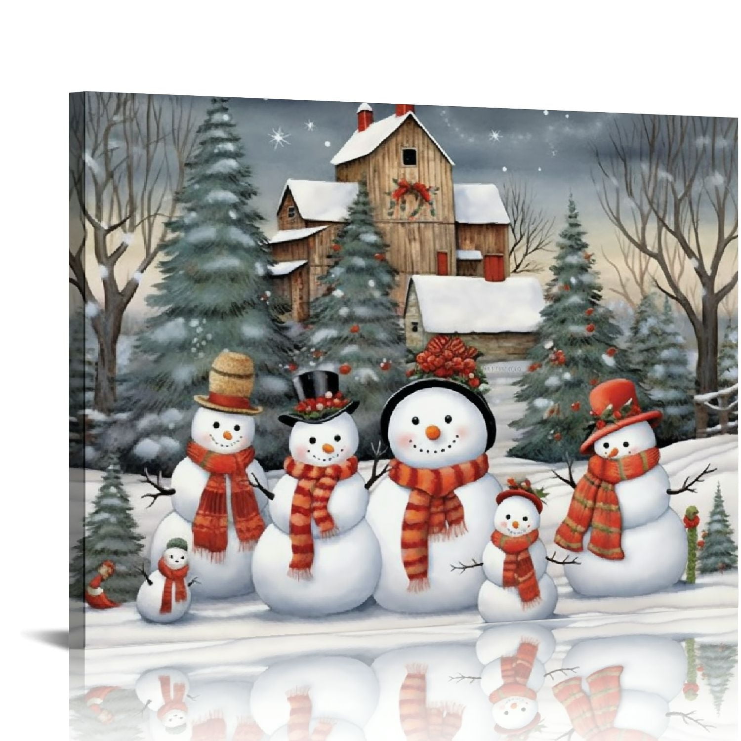 HOMICOZI Snowman Christmas Canvas Wall Art: Farmhouse Christmas Decor ...