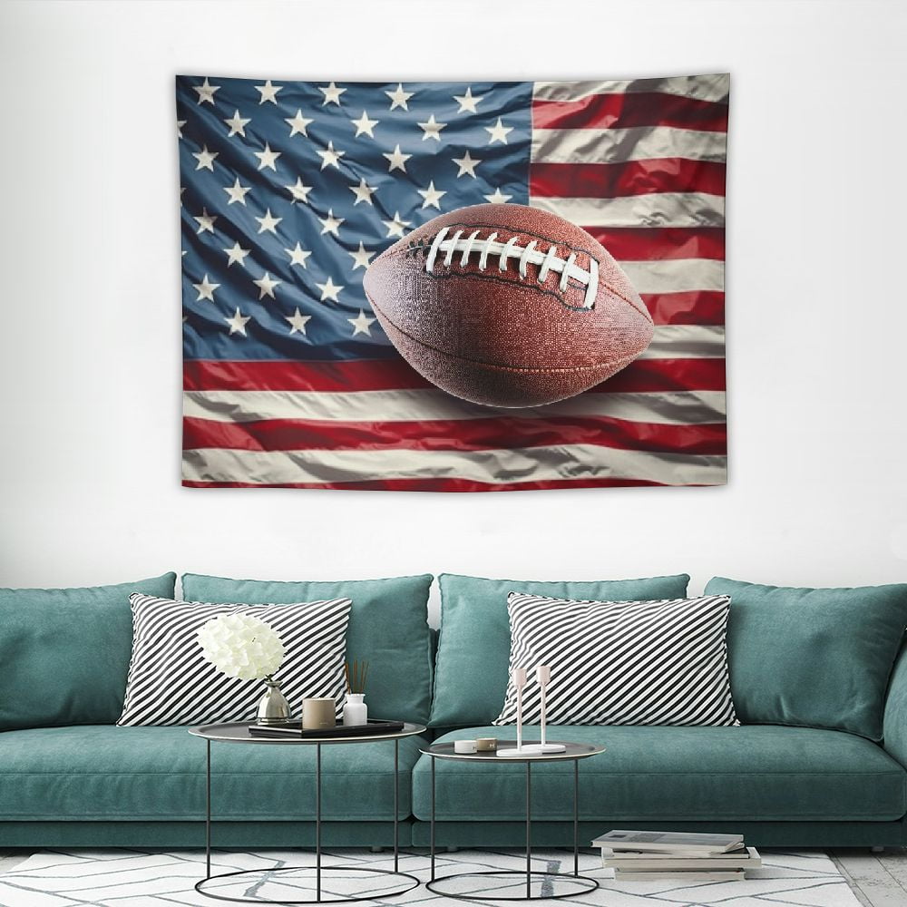 HOMICOZI Sports Tapestry Football on American Flag Tapestry for Bedroom ...