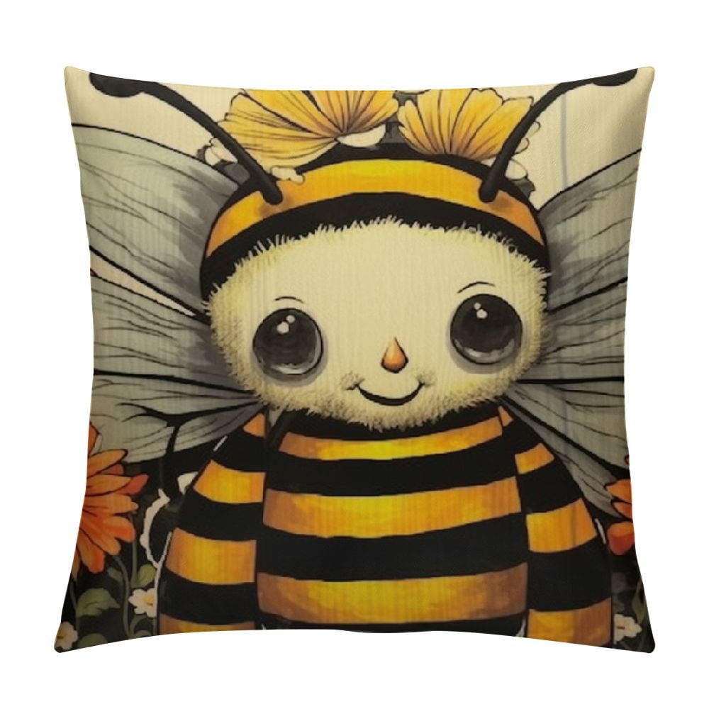 HOMICOZI Spring Summer Bumble Bee Kind Lumbar Decorative Throw Pillow ...