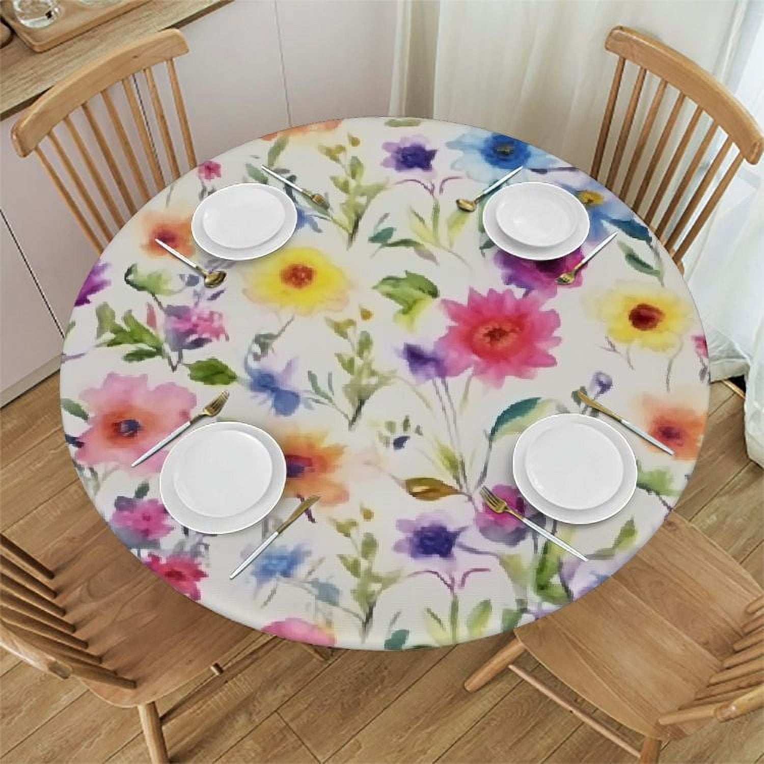 HOMICOZI Spring Summer Floral Round Tablecloth 60 Inch Flower Table ...
